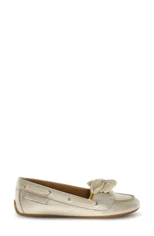 CANDICE COOPER Candy Boat Bow Loafer - Platinum