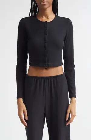 LESET Lauren Crop Cardigan - Black