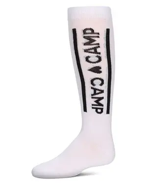 MEMOI Camp Love Knee High Socks - White