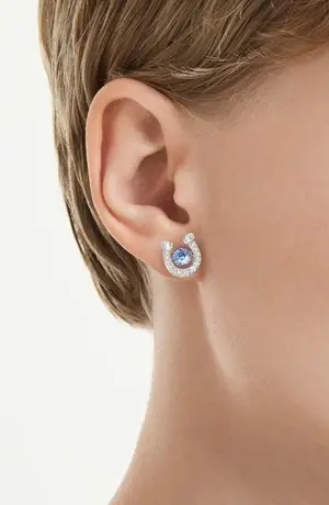 SWAROVSKI Symbolica Horseshoe Stud Earrings - Blue/silver