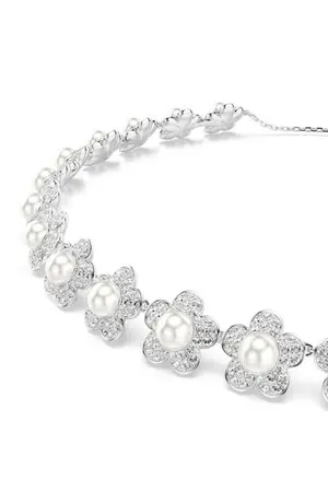 SWAROVSKI X Ariana Grande Crystal Faux Pearl Choker Necklace - Silver/white