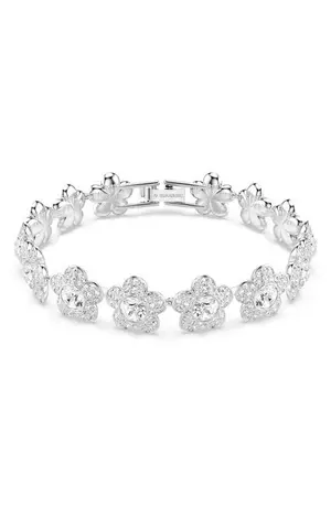 SWAROVSKI Crystal Flower Bracelet - Silver/white