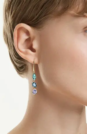 SWAROVSKI Gema Crystal Mismatched Drop Earrings - Gold/multi