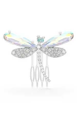 SWAROVSKI Crystal Hair Comb - Silver/green