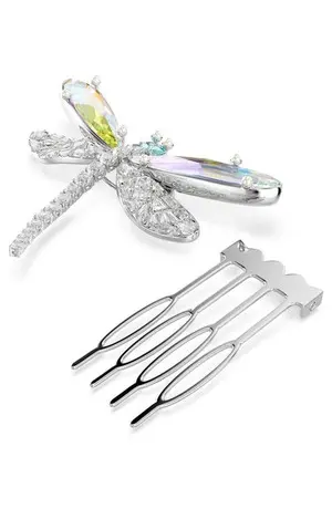 SWAROVSKI Crystal Hair Comb - Silver/green