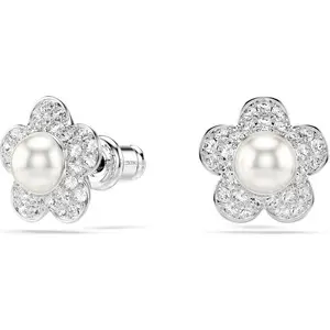 SWAROVSKI Angelic Flower Stud Earrings - Silver/white