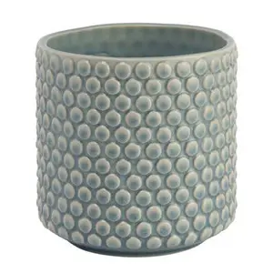 STORIED HOME Planter Pot With Polka Dots - Blue