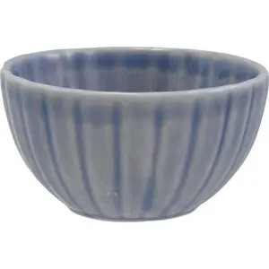 STORIED HOME Ribbed Bowl With Reactive Glaze - Blue