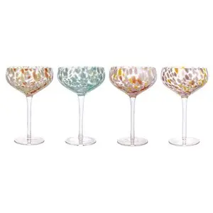 STORIED HOME Stemmed Champagne Coupe Glass - Yellow