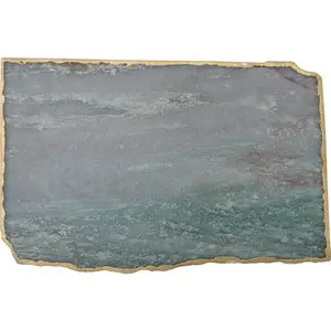 STORIED HOME Tray With Electroplated Edge - Blue