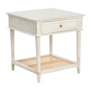 STORIED HOME End Table With Drawer And Storage Shelf - White