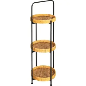 STORIED HOME Modern Arched Plant Stand Or Shelf With 3 Removable Trays - Natural