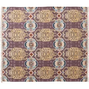 STORIED HOME Slub Printed Throw Blanket - Purple