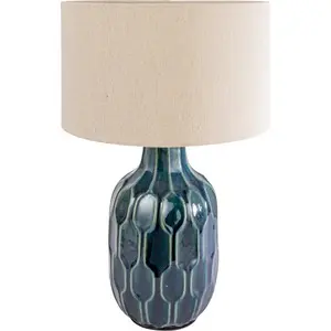 STORIED HOME Table Lamp With Shade - Blue