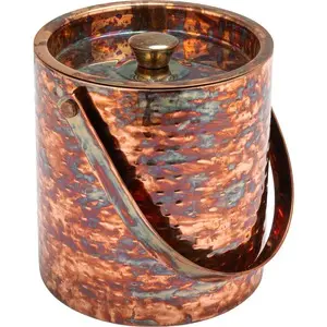 STORIED HOME Hammered Oxidized Ice Bucket - Copper