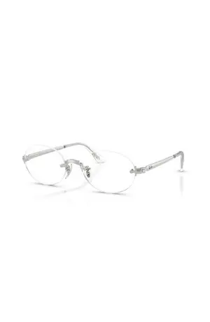Ray-ban 54mm Oval Rimless Optical Glasses - Silver