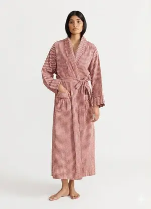 IF ONLY IF Pippy Robe - Rust Gingham