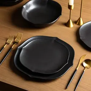 STONE + LAIN Baskerville Stoneware 12-piece Dinnerware Set - Black