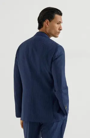 Brunello Cucinelli Chalk Stripe Deconstructed Blazer - Blue