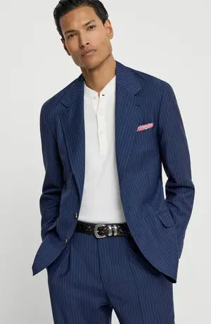 Brunello Cucinelli Chalk Stripe Deconstructed Blazer - Blue