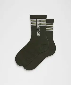 Lululemon Power Stride Crew Socks Deep Forest/light Ivory