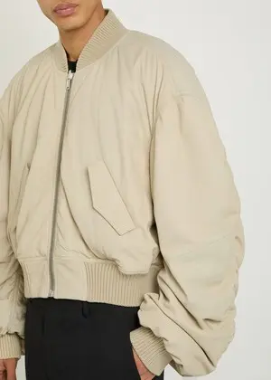 Rick Owens Secchia Reversible Leather Bomber Jacket - Sand