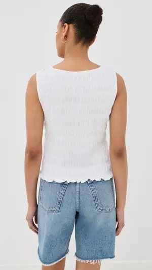 Madewell Smocked Boatneck Tank - White