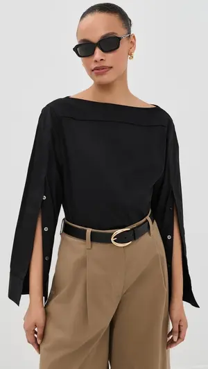 Theory Stretch Boat Neck Blouse