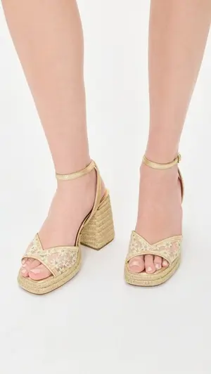 CastaÑer Valle Platform Sandals - Blanco/oro