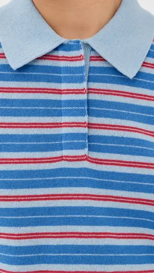 Guest In Residence Layered Cashmere Rugby Polo - Clear Sky Combo