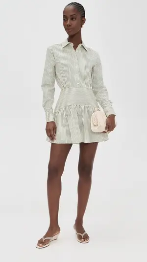 Staud Rocco Mini Dress - Chive Stripe