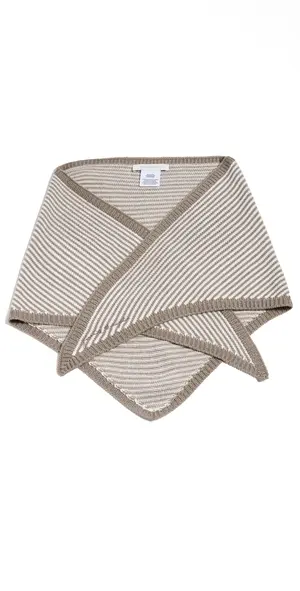 FAVORITE DAUGHTER The Stripe Knitted Triangle Scarf - Soft Taupe Stripe