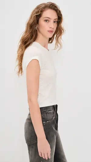 IRO PARIS Sybel Linen V-neck Tee - Porcelain