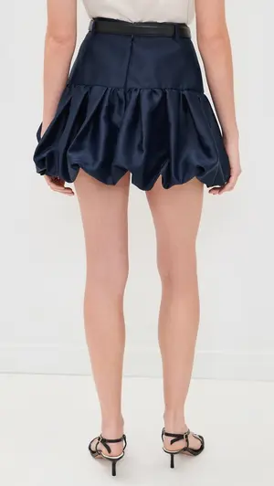 SELF-PORTRAIT Taffeta Bubble Skirt - Navy