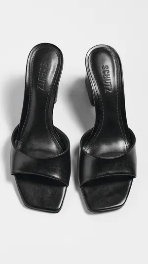Schutz Leena Chunky Heel Sandals - Black