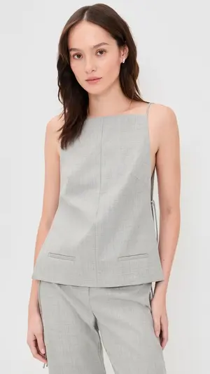 ST. AGNI Square Neck Side Tie Top - Concrete