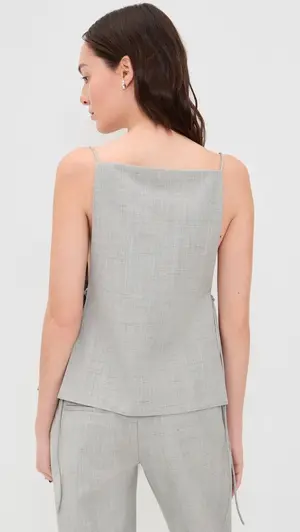 ST. AGNI Square Neck Side Tie Top - Concrete