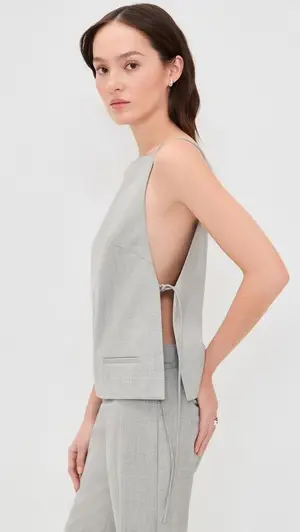 ST. AGNI Square Neck Side Tie Top - Concrete