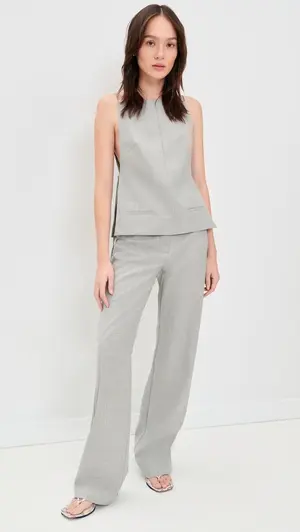 ST. AGNI Square Neck Side Tie Top - Concrete