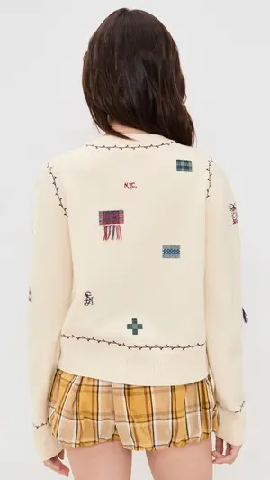 Sea Claira Emb Knit Cardigan - Cream