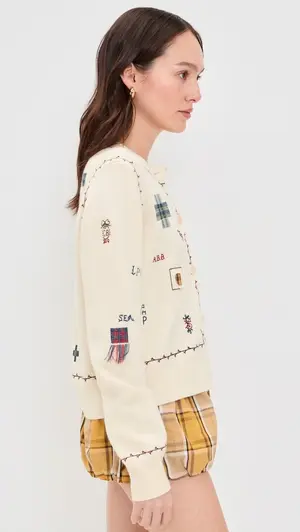 Sea Claira Emb Knit Cardigan - Cream