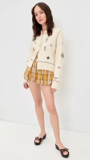 Sea Claira Emb Knit Cardigan - Cream