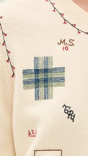 Sea Claira Emb Knit Cardigan - Cream