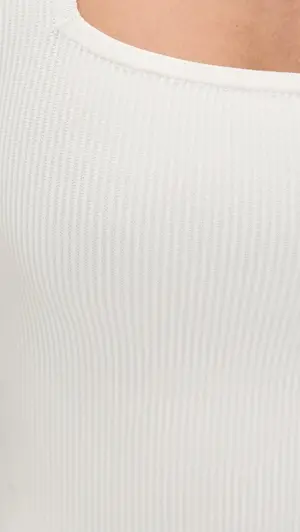 DL1961 Square Neck Ribbed Knit Tank Top - White