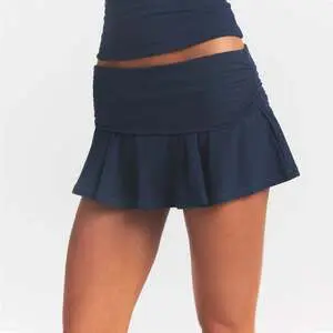 SKIMS Cotton Jersey Foldover Mini Skort - Navy