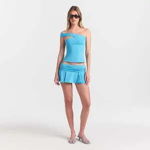 SKIMS Cotton Jersey Foldover Mini Skort Water