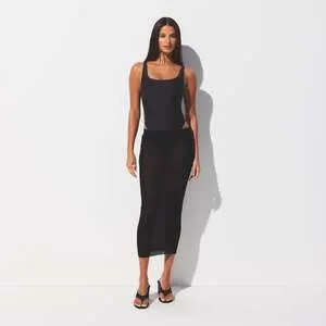 SKIMS SKIMS Mesh Midi Skirt Onyx