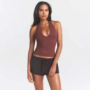 SKIMS Raw Edge French Terry Short - Espresso