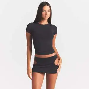 SKIMS Cut Out Mini Skirt - Soot