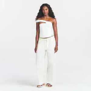 SKIMS Asymmetrical Cotton Jersey Top - Marble